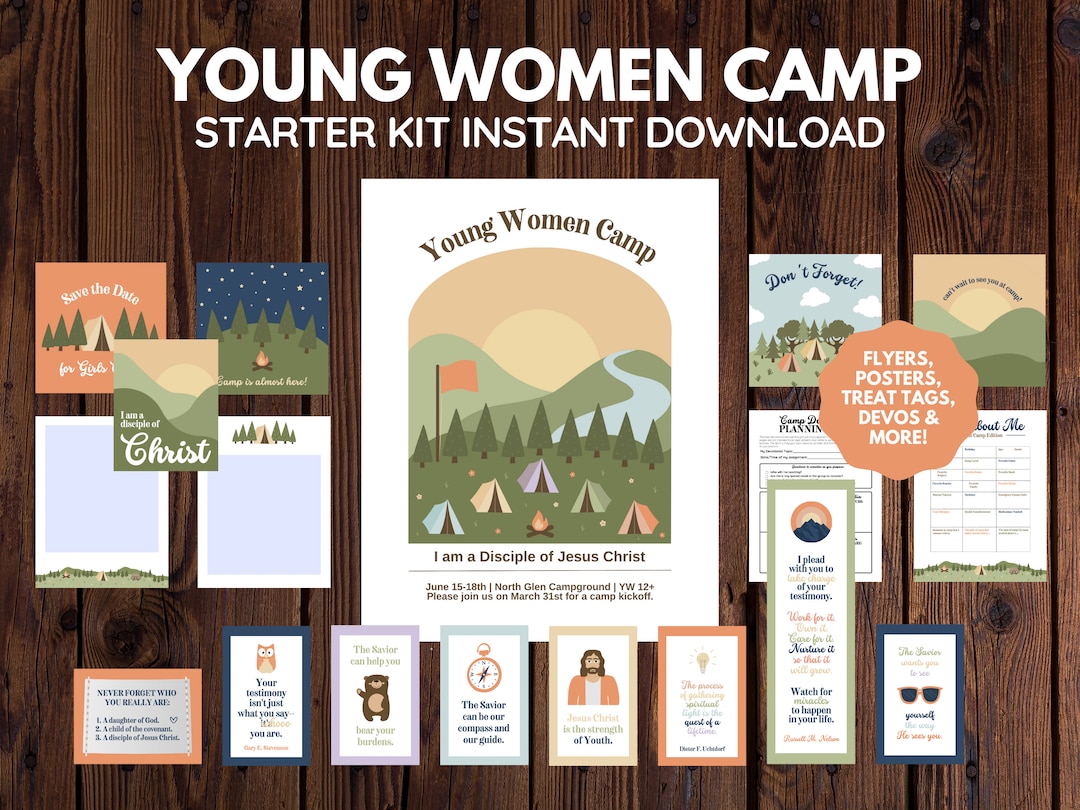 LDS YW Girls Camp Starter Kit | Devotionals, Posters & Treat Tags and ...