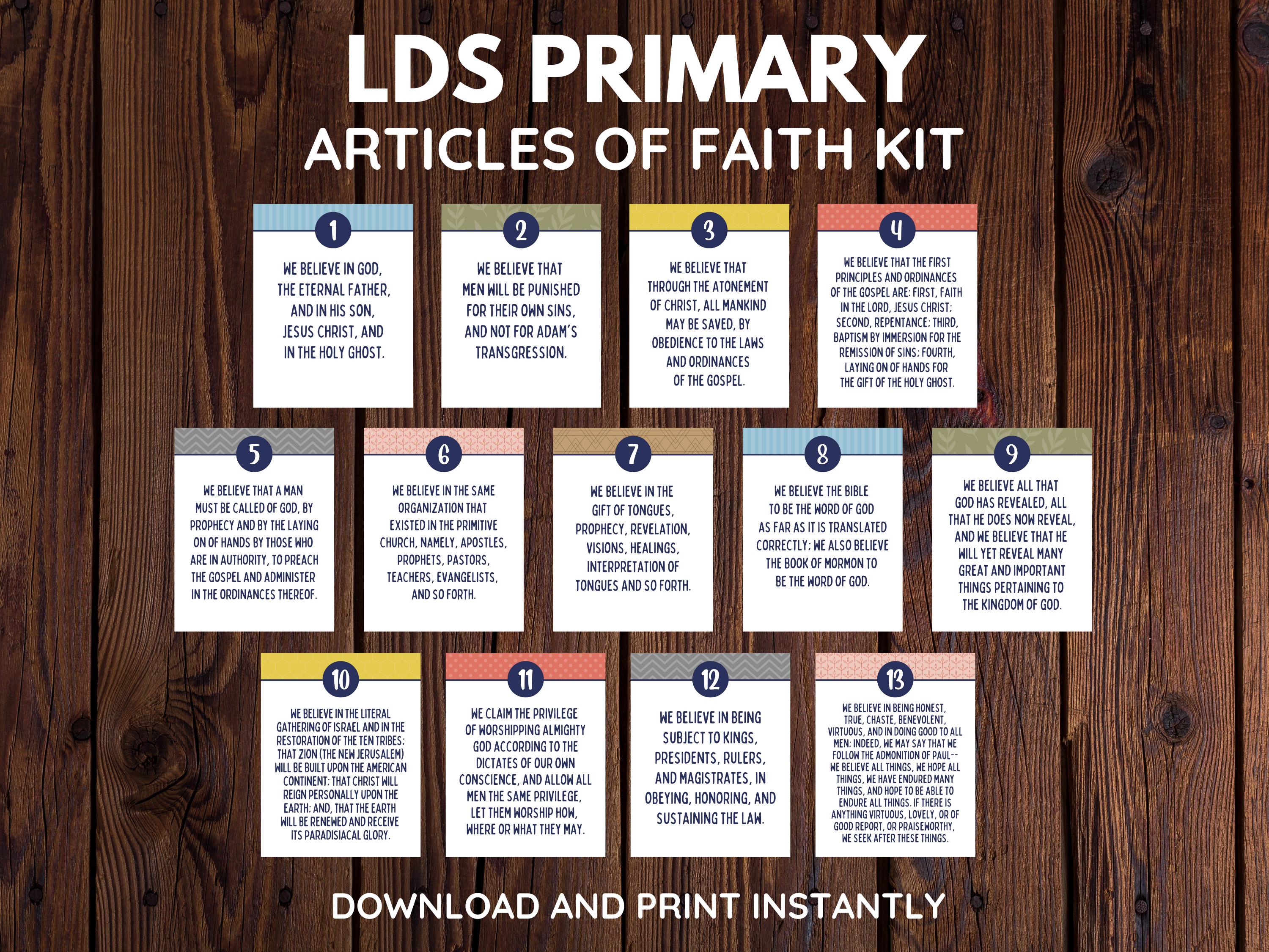 Articles Of Faith Lds Handouts