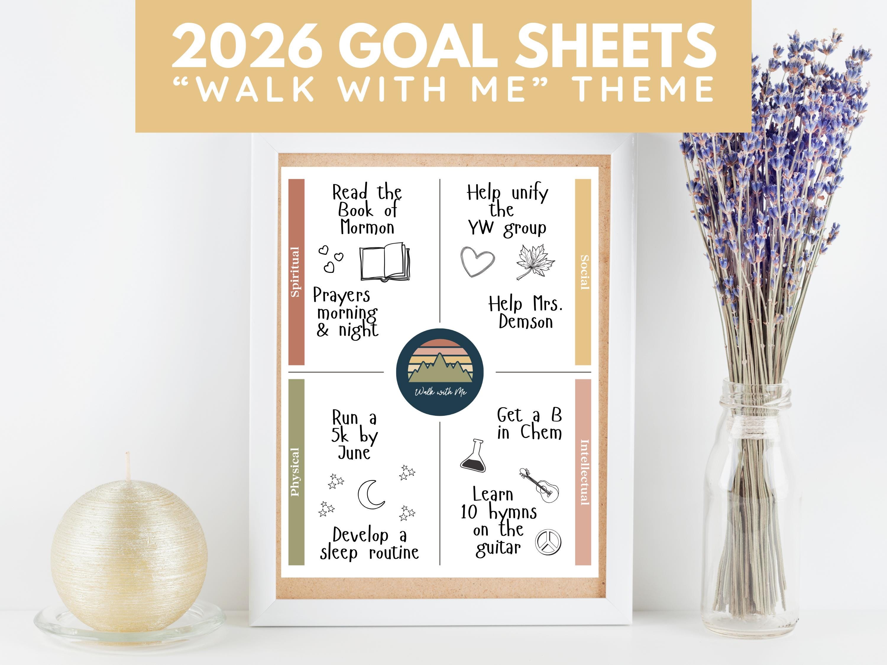 2026 LDS Youth YW Goal Sheets | Walk With Me Moses 6:34 | Digital ...