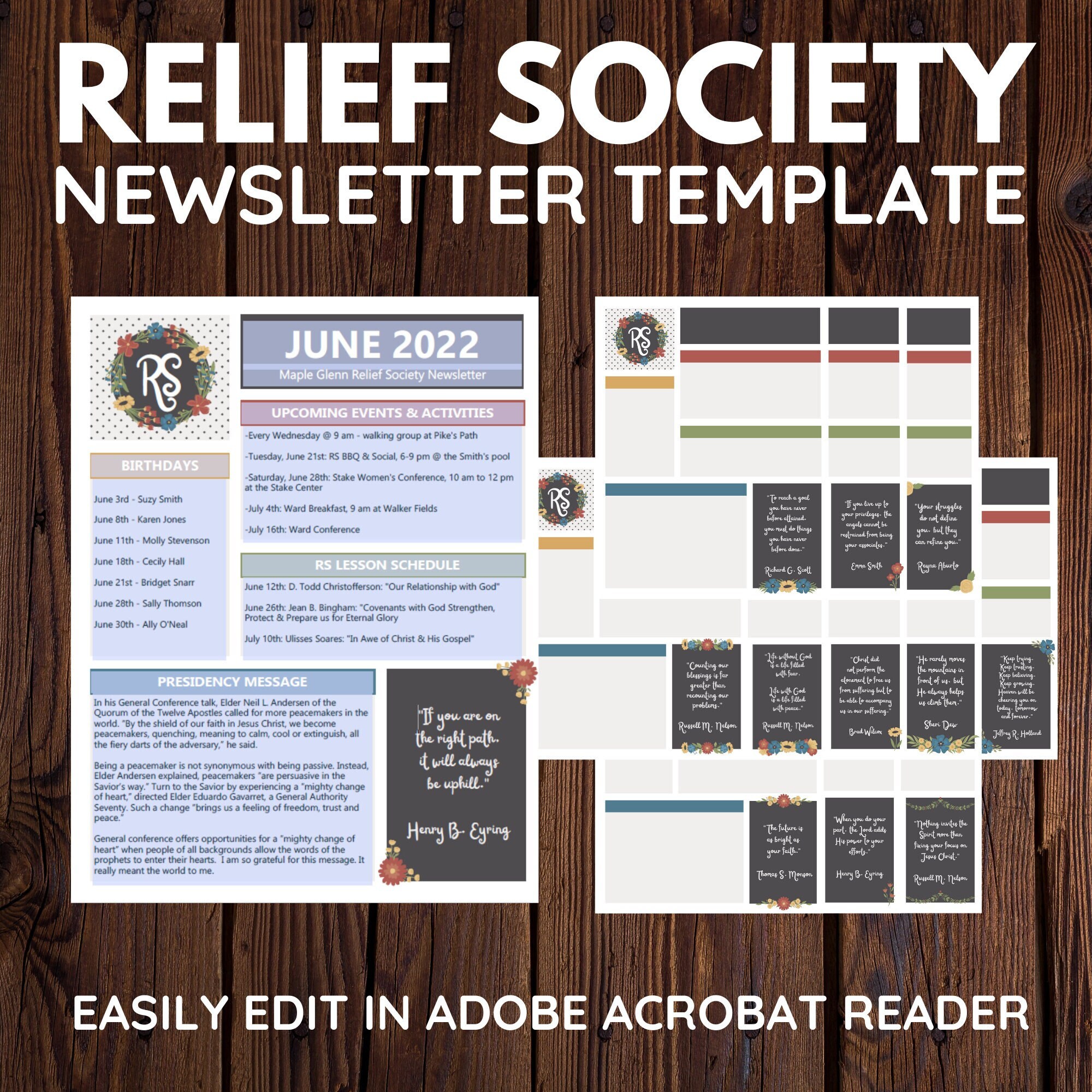 LDS Relief Society Newsletter Kit Digital Download 12 - Etsy