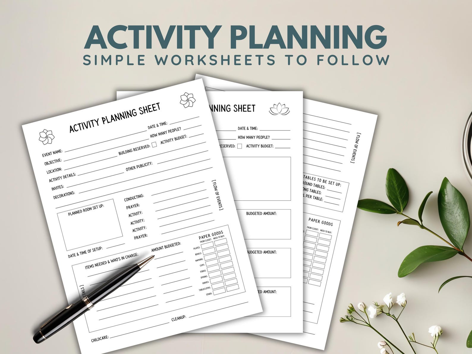 LDS Activity Planning Worksheets | for Ward, Relief Society, Youth or ...