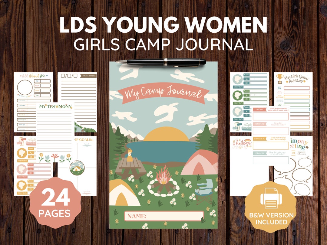 LDS Yw/girls Camp Journal | Digital Download | Color or Black/white - Etsy
