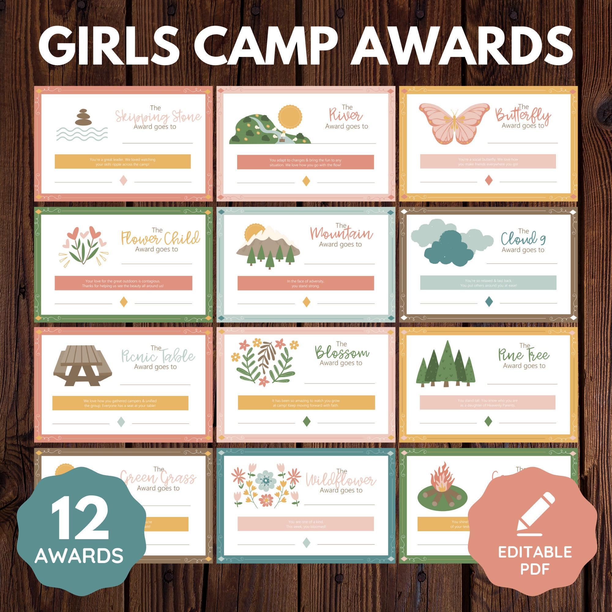 LDS Girls Camp Awards for Young Women Nature Theme - Etsy
