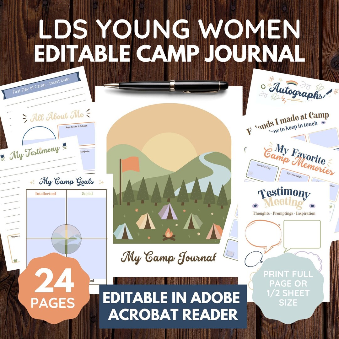 LDS Young Women or Girls Camp Journal Digital Download - Etsy