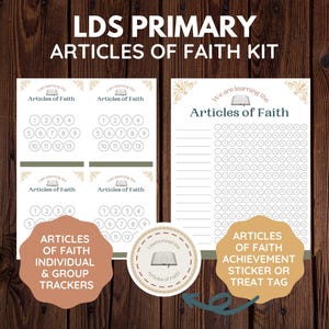 LDS Primary Articles of Faith Kit | Multiple Sizes, Trackers, Treat ...