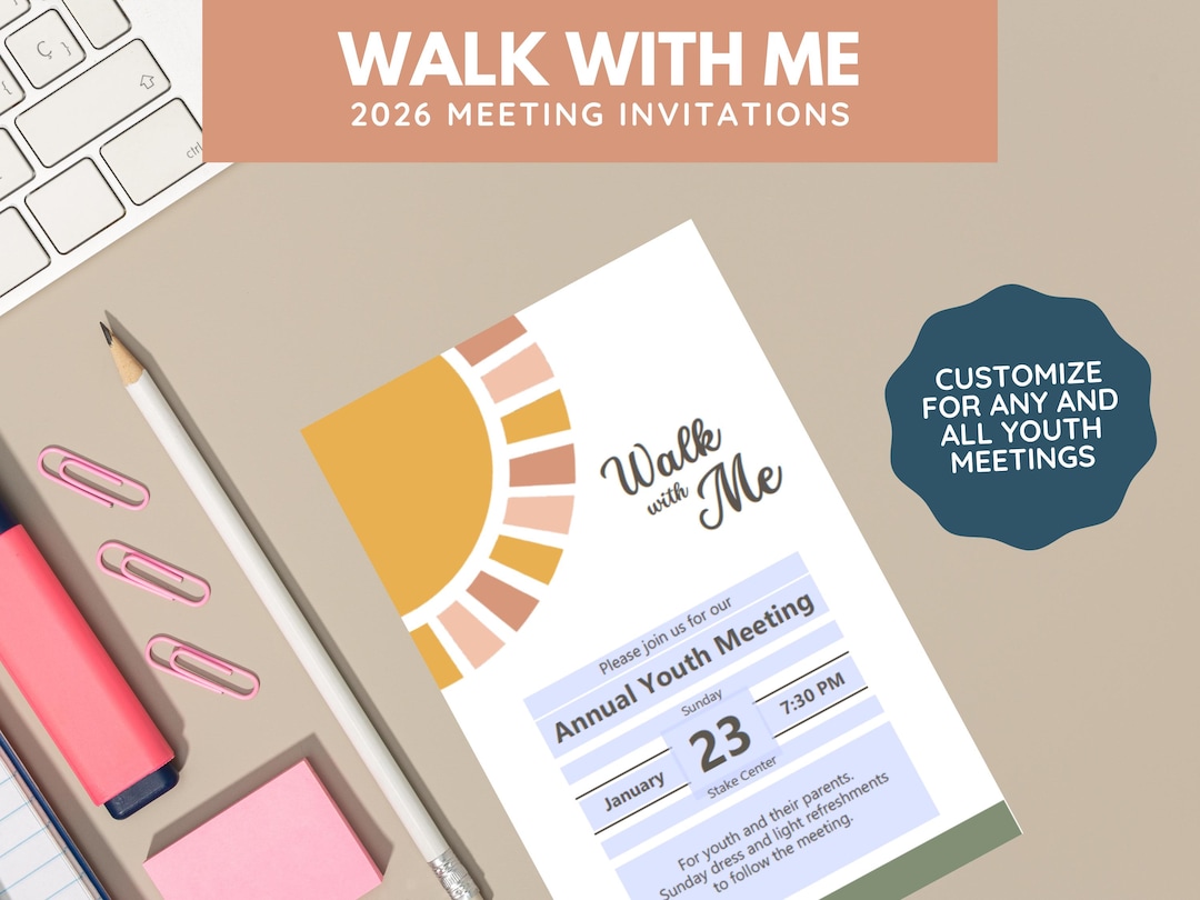 2026 Walk With Me LDS Youth Theme Meeting Invitations and Textable ...