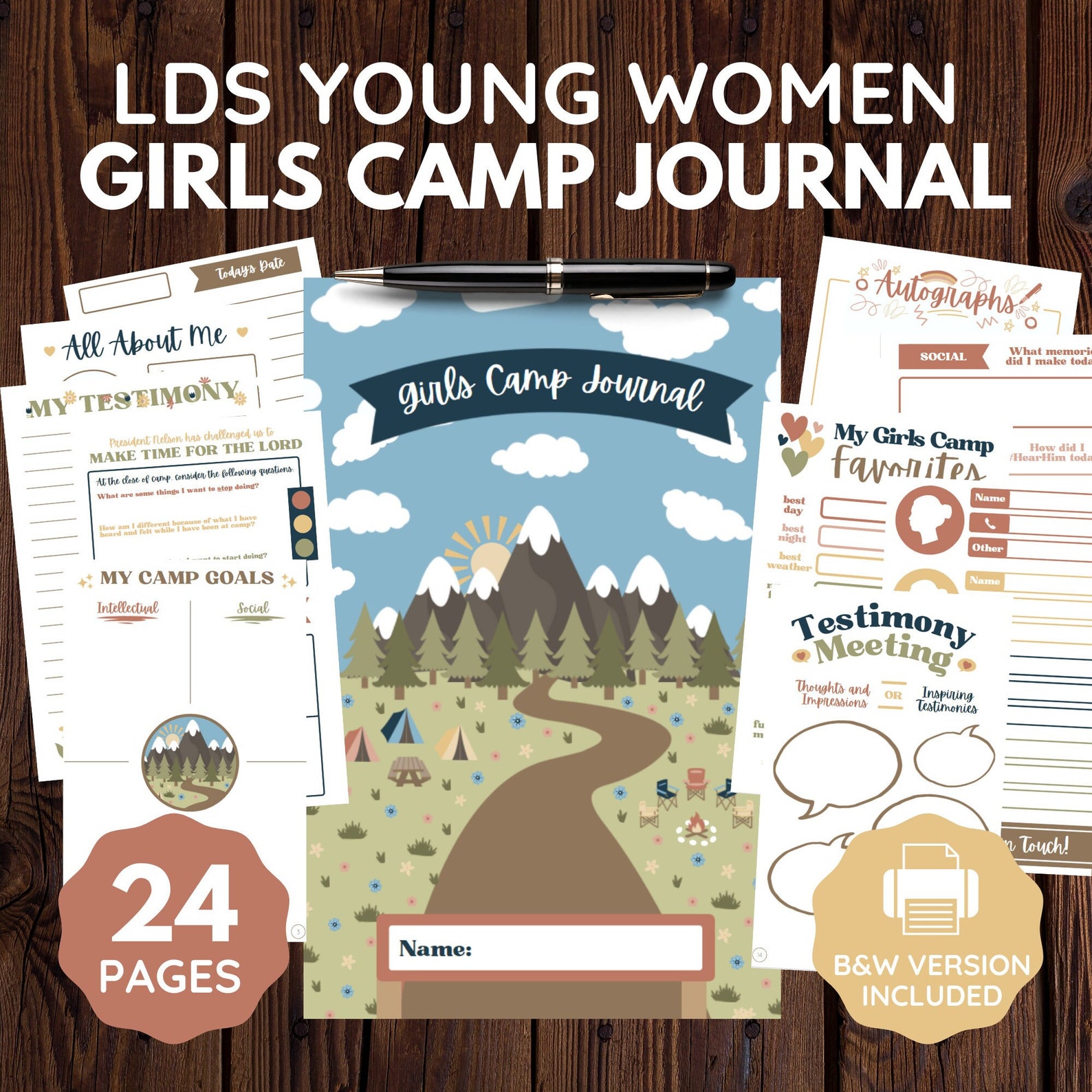 LDS Girls Camp Journal Digital Download Color or - Etsy