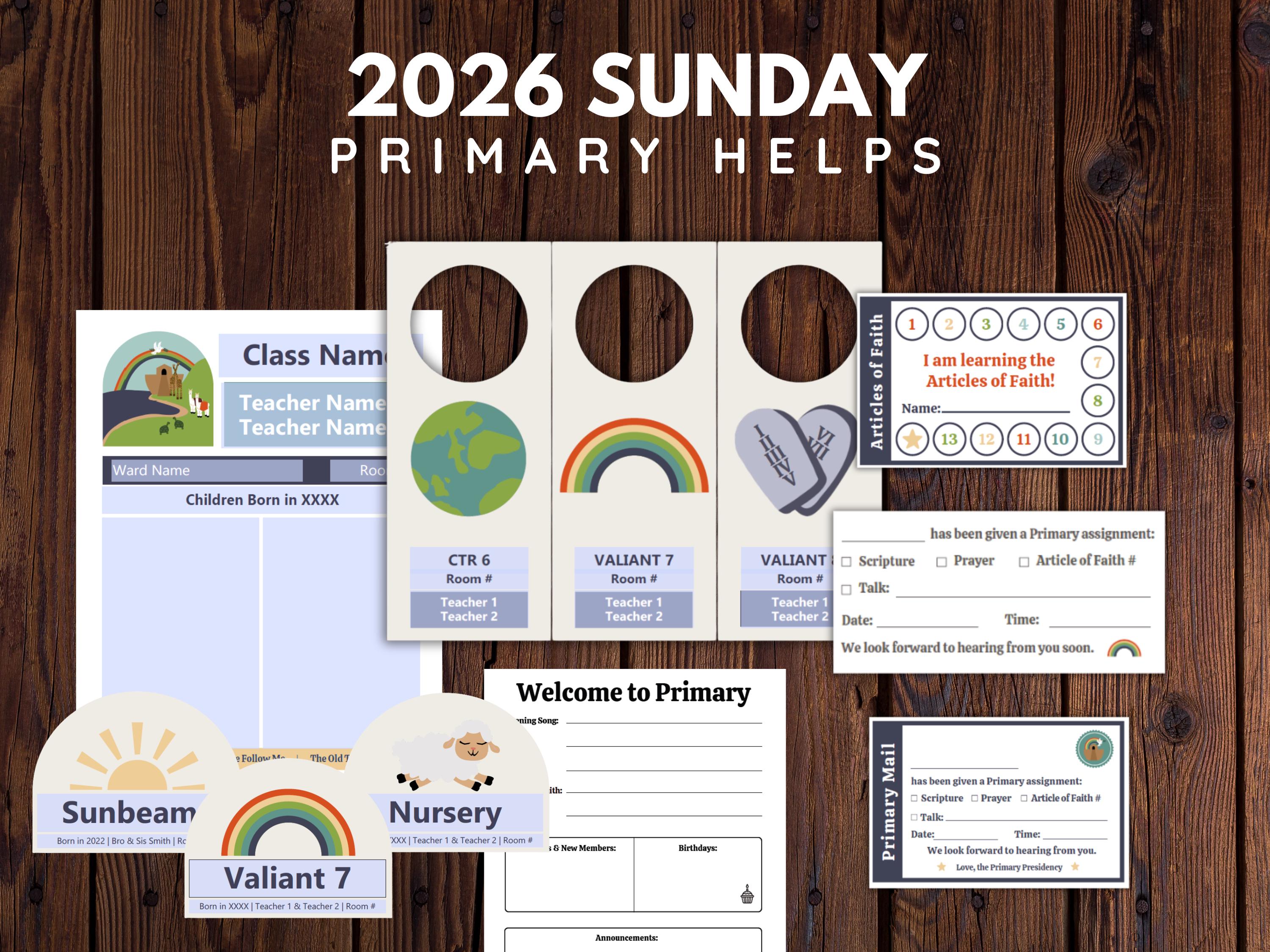 2026 LDS Sunday Primary Kit Old Testament | Door Hangers, Class Lists ...