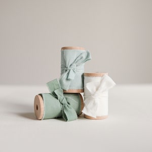 Sage Green Ribbon Christmas Ribbon Hand Dyed Designer Ribbon Cotton ...