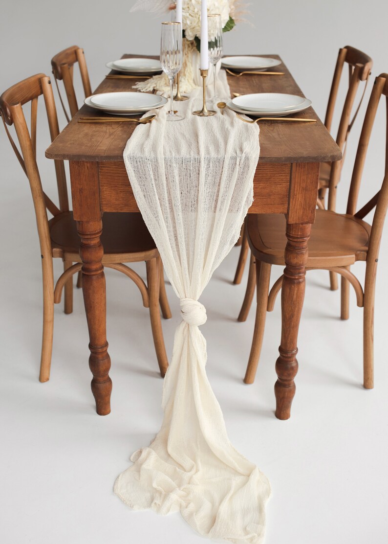 Creme Cheese Cloth Table Runner Boho Wedding Table Decor Wedding ...