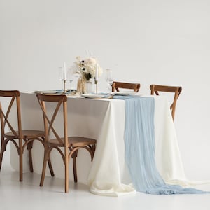 Light Dusty Blue Table Runner Sweetheart Table Decor Boho Wedding Table ...