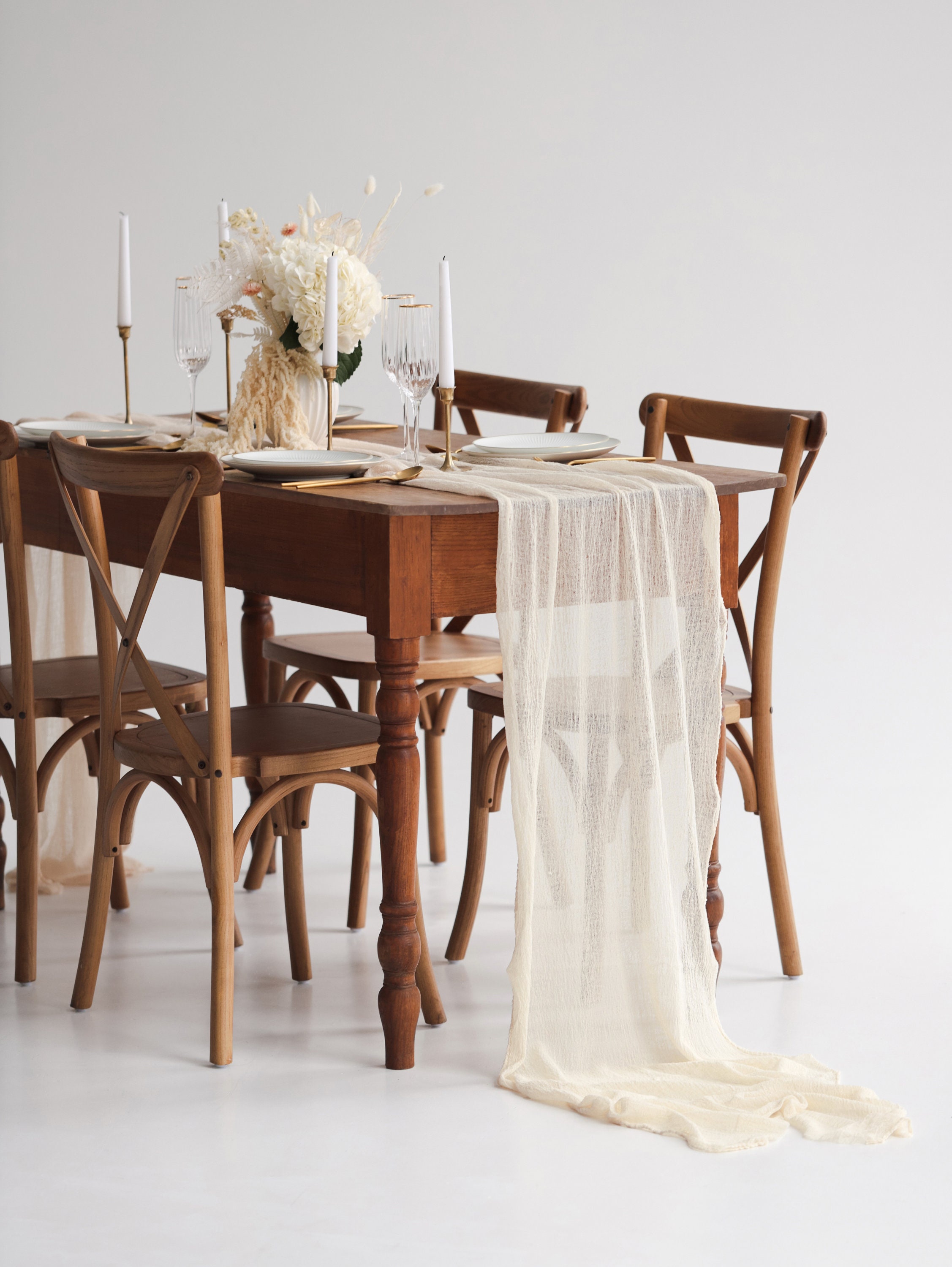 Creme Cheese Cloth Table Runner Boho Wedding Table Decor Wedding ...