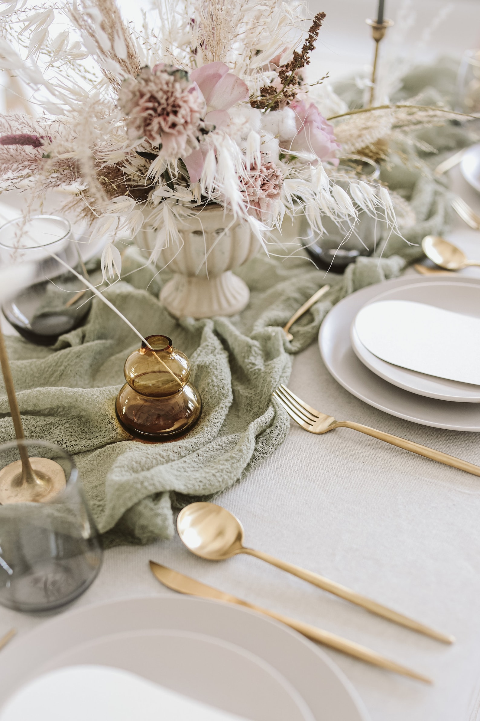 Sage Green Table Runner Boho Wedding Table Decor Cheesecloth Farmhouse ...