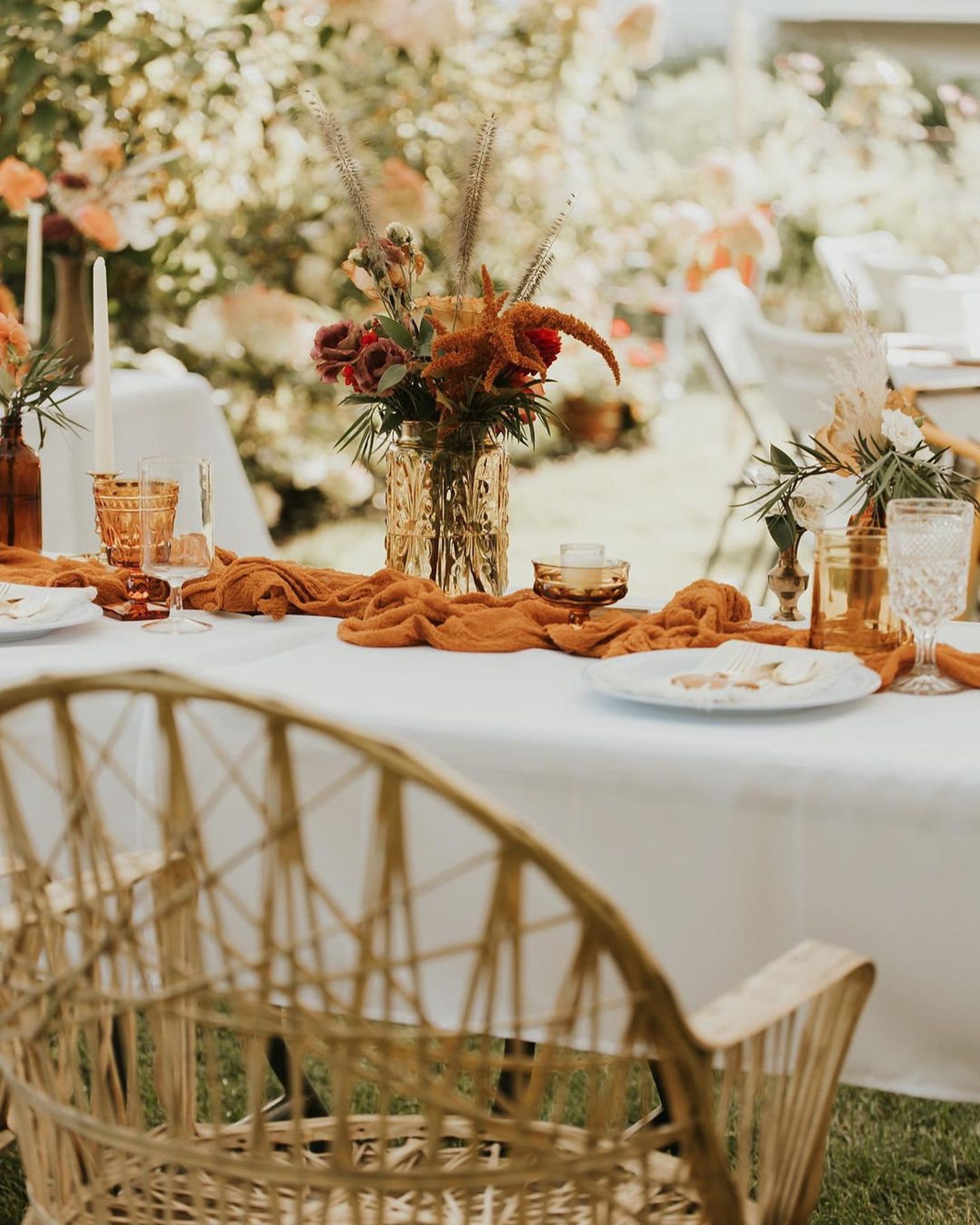 Burnt Orange Boho Wedding Cheesecloth table runner Wedding | Etsy
