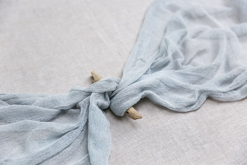 Grey Mist Boho Wedding Cheesecloth table runner Wedding arch | Etsy