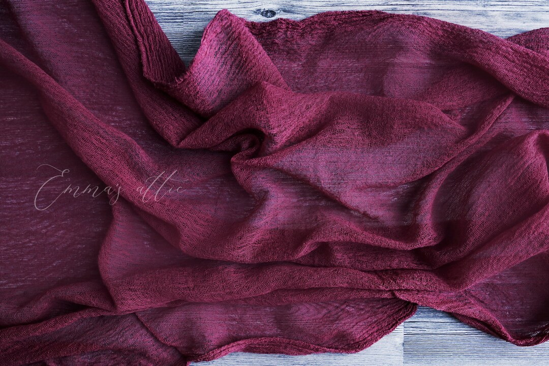 Fall Table Runner Burgundy Boho Wedding Decor Maroon Cheesecloth Table ...