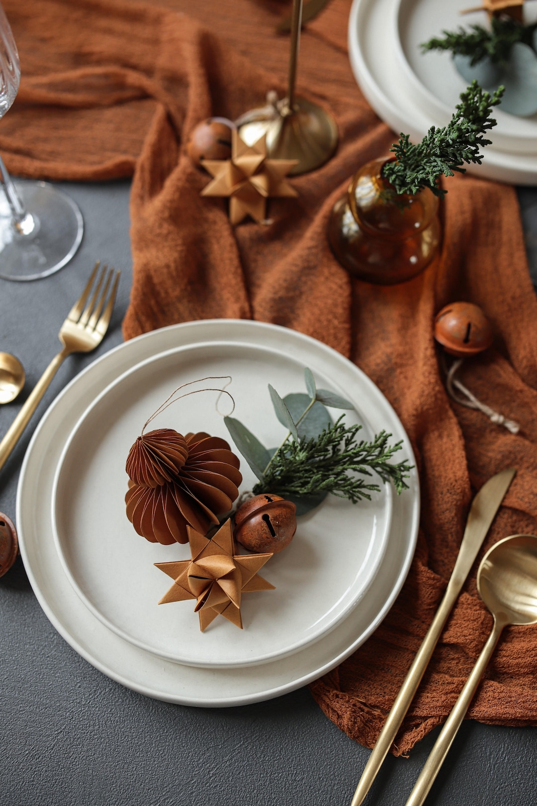 Christmas Table Runner Burnt Orange Gauze Table Runner Boho Wedding ...