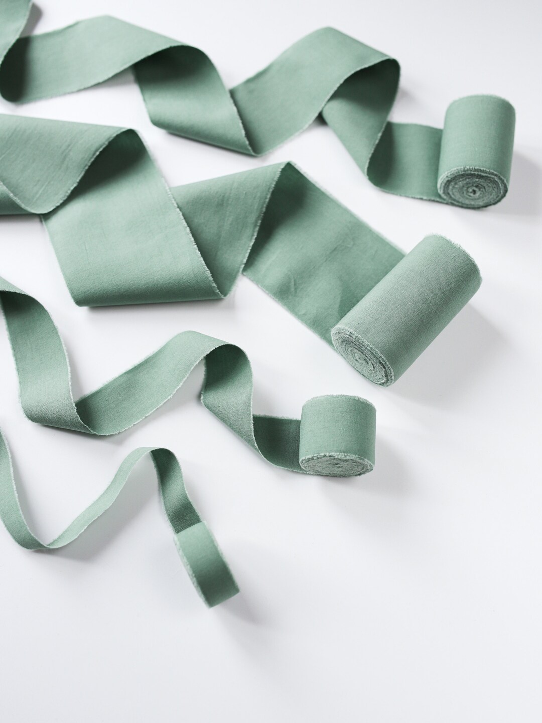 Sage Green Ribbon Christmas Ribbon Hand Dyed Designer Ribbon Cotton ...