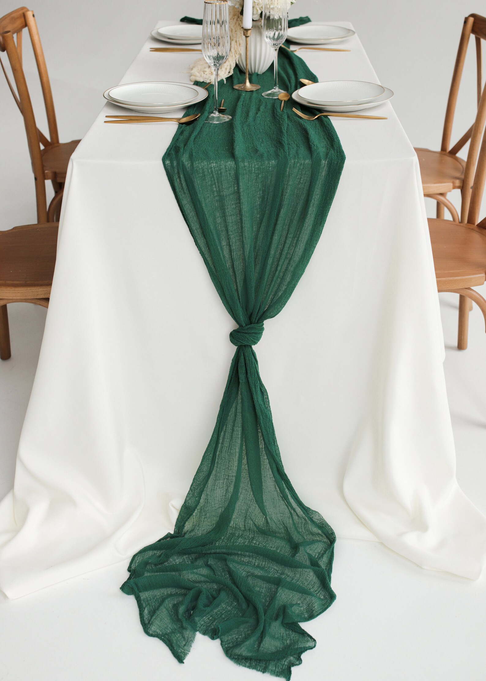 Emerald Green Gauze Table Runner / Boho Wedding Table Decor Sweetheart ...