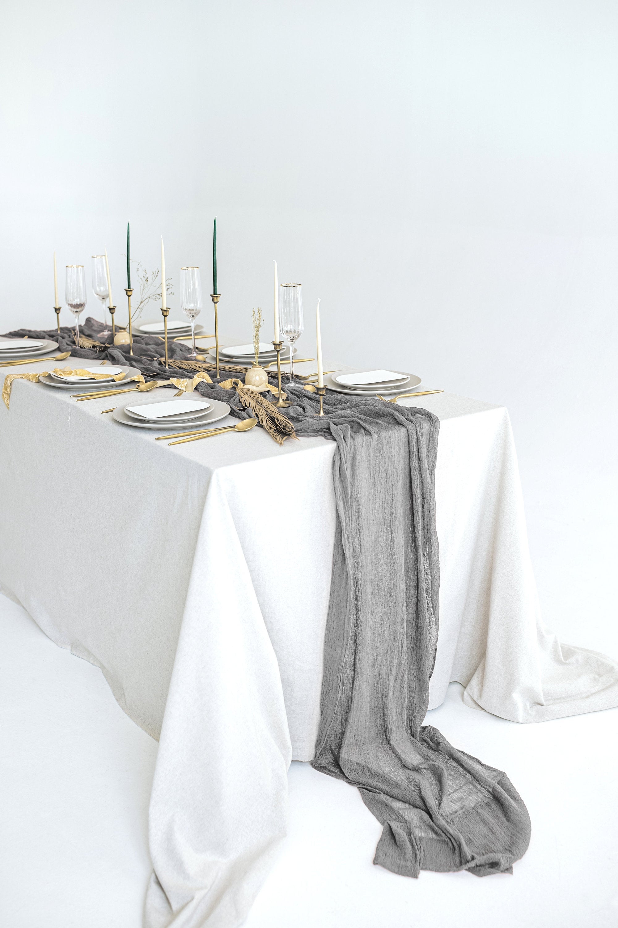 Silver Grey Boho Wedding Cheesecloth Table Runner Wedding Arch - Etsy