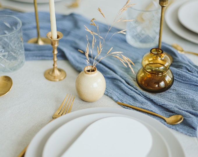 Dusty Blue Wedding Table Decor Boho Wedding Table Runner Winter Wedding ...