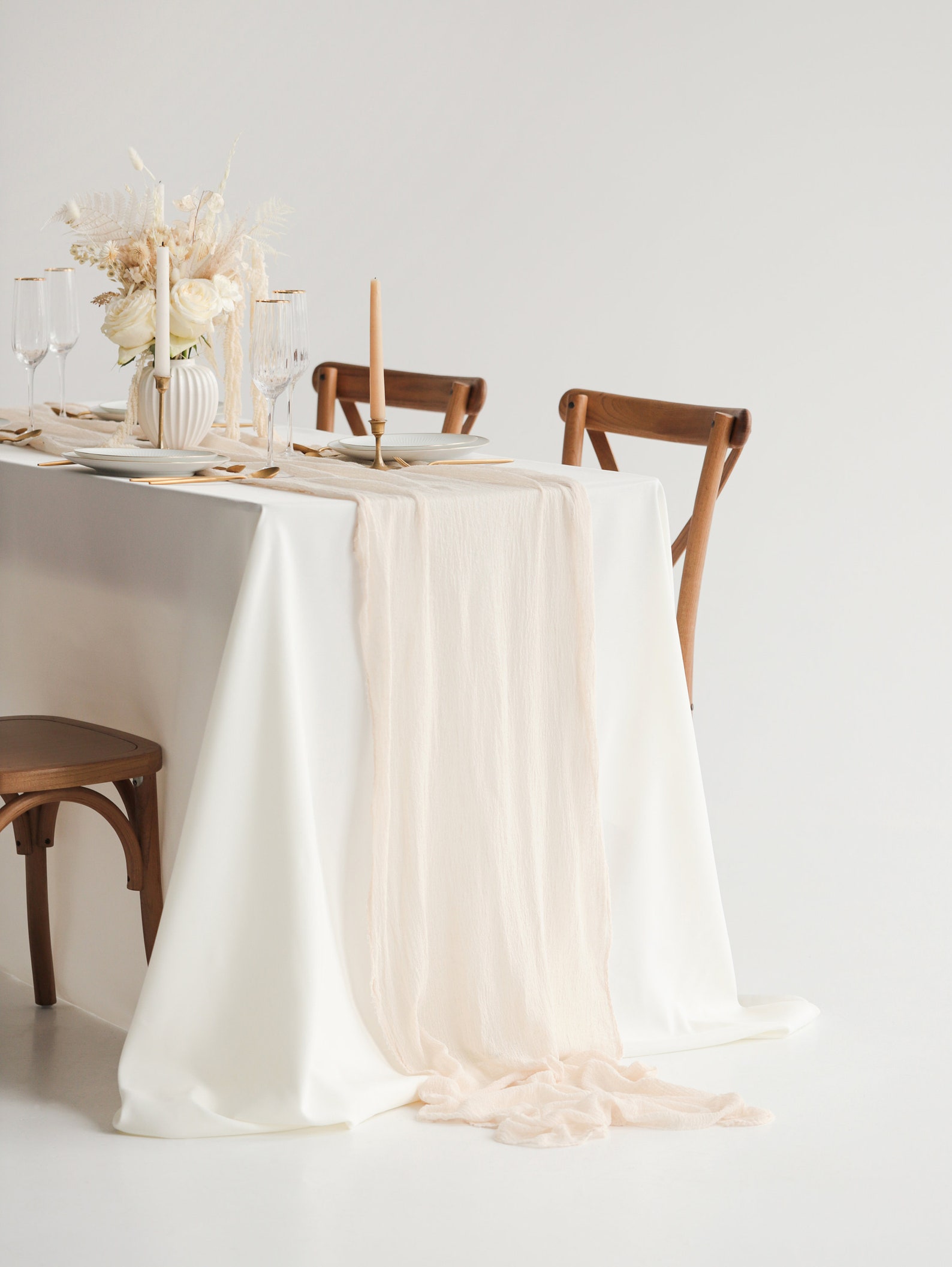 Ivory Gauze Table Runner Boho Wedding Table Decor Cheese Cloth Table ...
