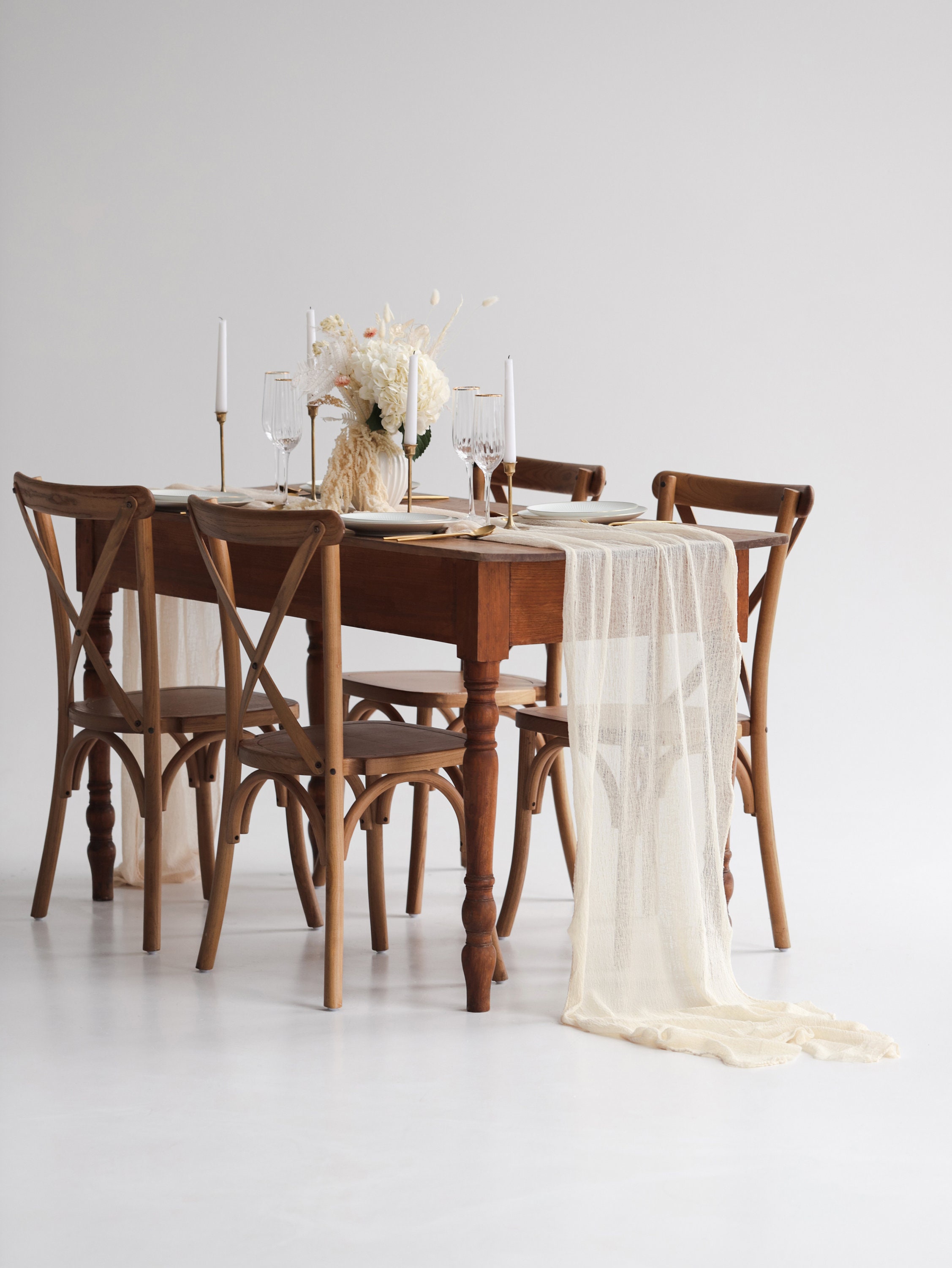 Creme Cheese Cloth Table Runner Boho Wedding Table Decor Wedding ...