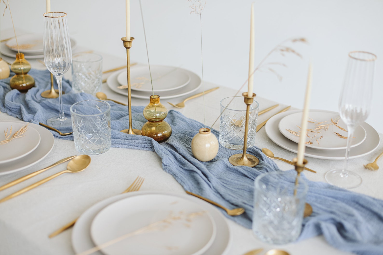 Dusty Blue Table Runner Boho Wedding Table Decor Cheesecloth - Etsy