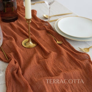 Fall Table Runner Boho Wedding Decor Fall Table Decor Cheesecloth Table ...