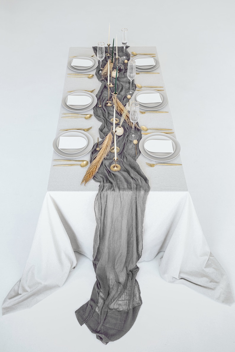 Silver Grey Boho Wedding Cheesecloth Table Runner Wedding Arch | Etsy