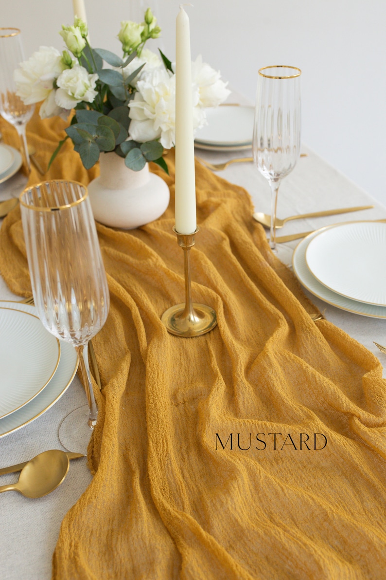Fall Wedding Table Decor Fall Cheesecloth Table Runner Boho - Etsy