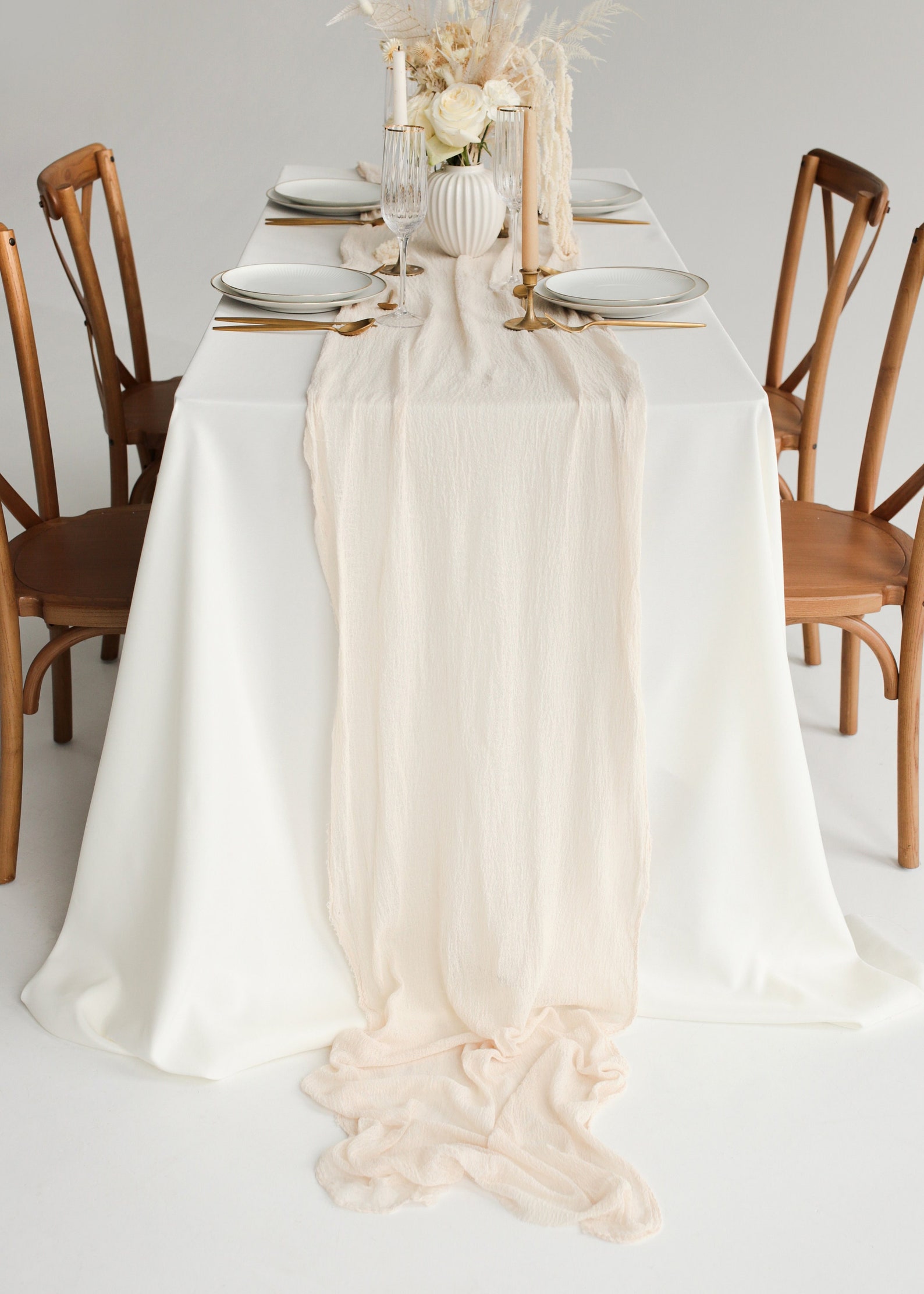 Ivory Gauze Table Runner Boho Wedding Table Decor Cheese Cloth Table ...