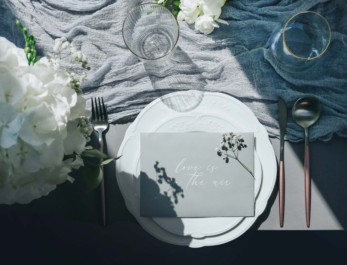 Light Dusty Blue Boho Wedding Cheesecloth table runner Wedding | Etsy