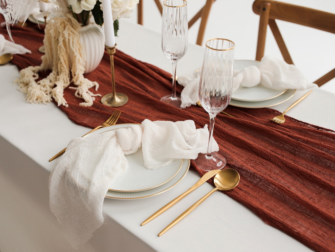 Fall Table Runner Boho Cheesecloth Table Runner Rustic Wedding Table ...