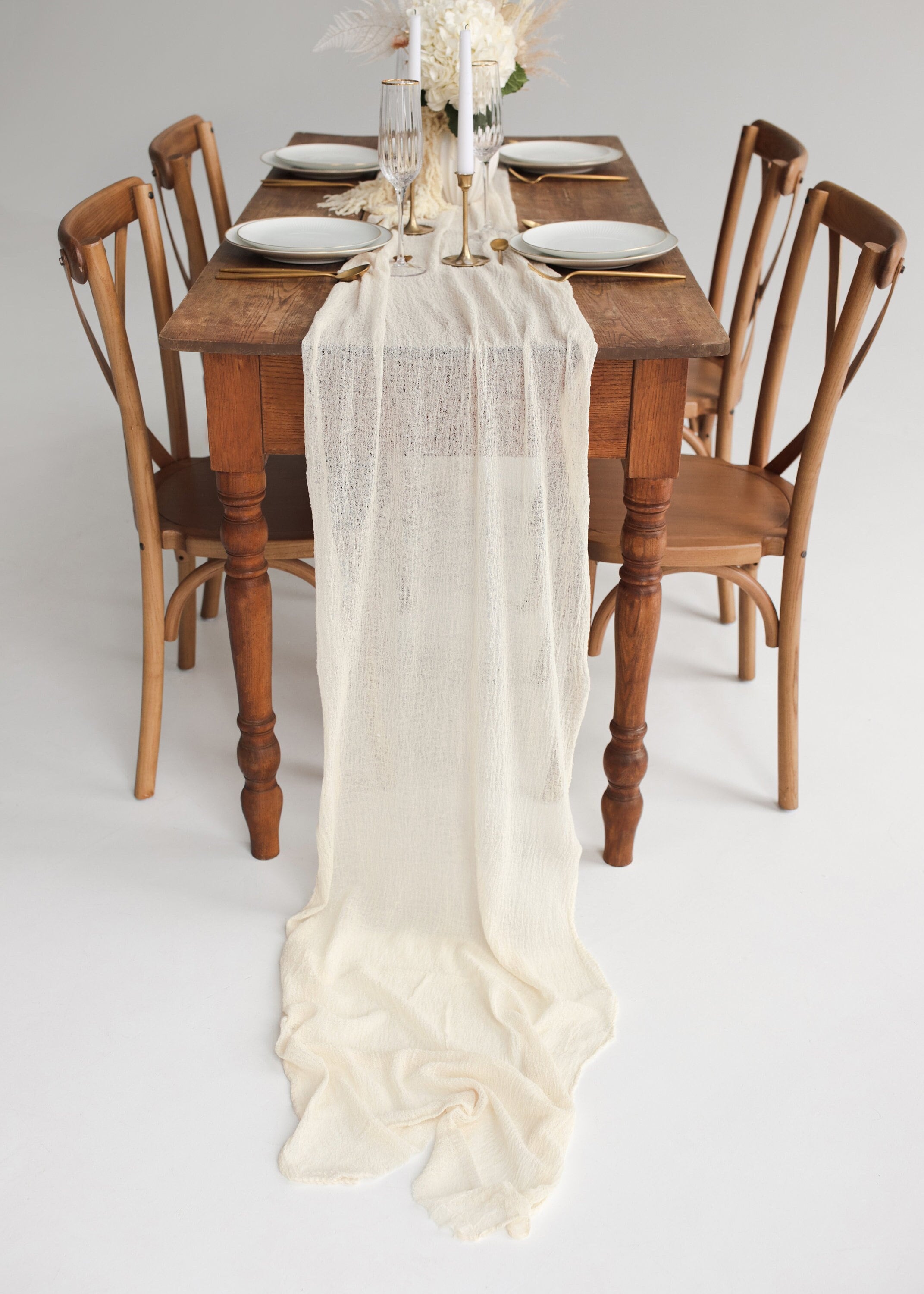 Creme Cheese Cloth Table Runner Boho Wedding Table Decor Wedding ...