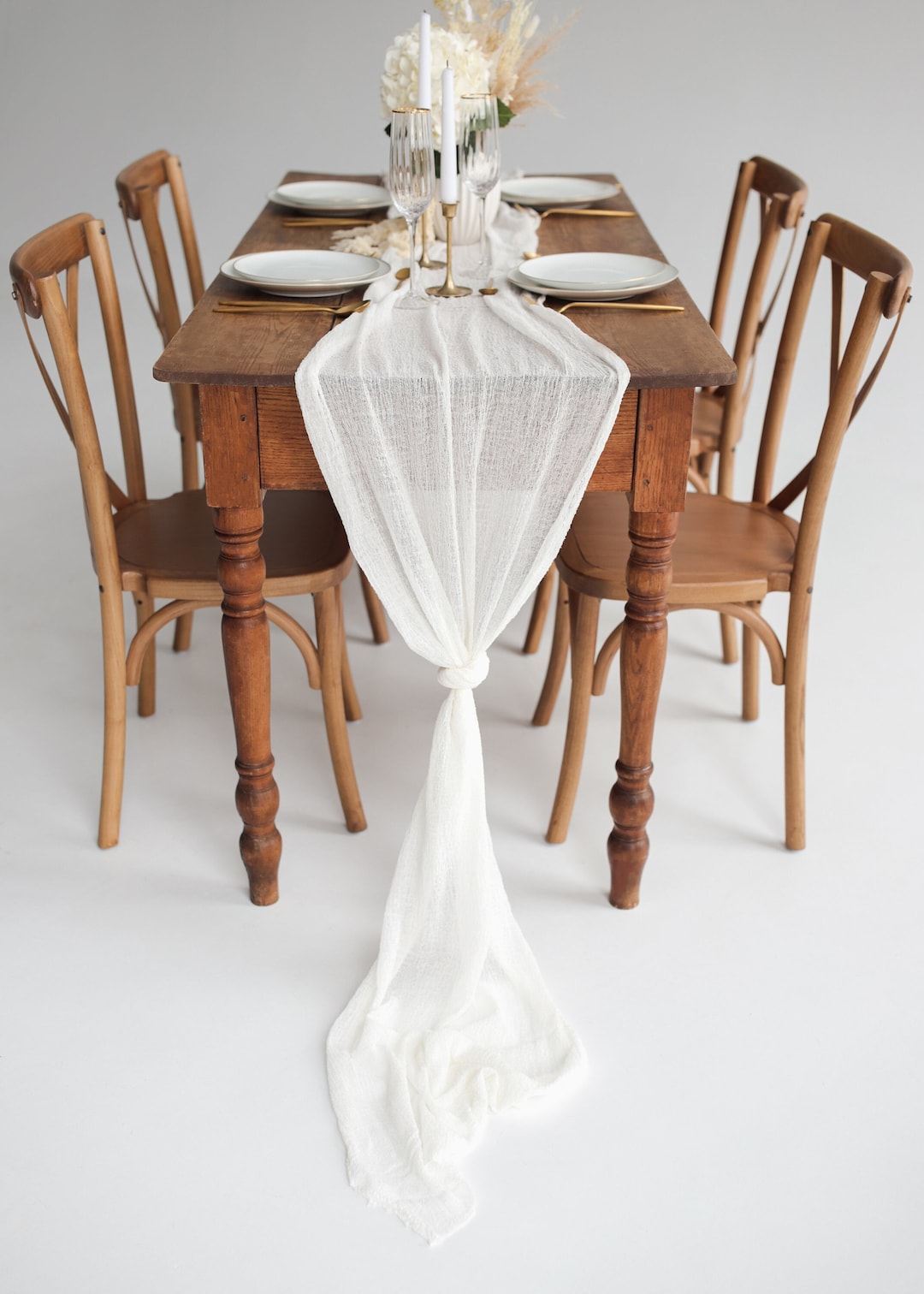 Pearl White Gauze Table Runner Rustic Wedding Arch Garland Boho Wedding ...