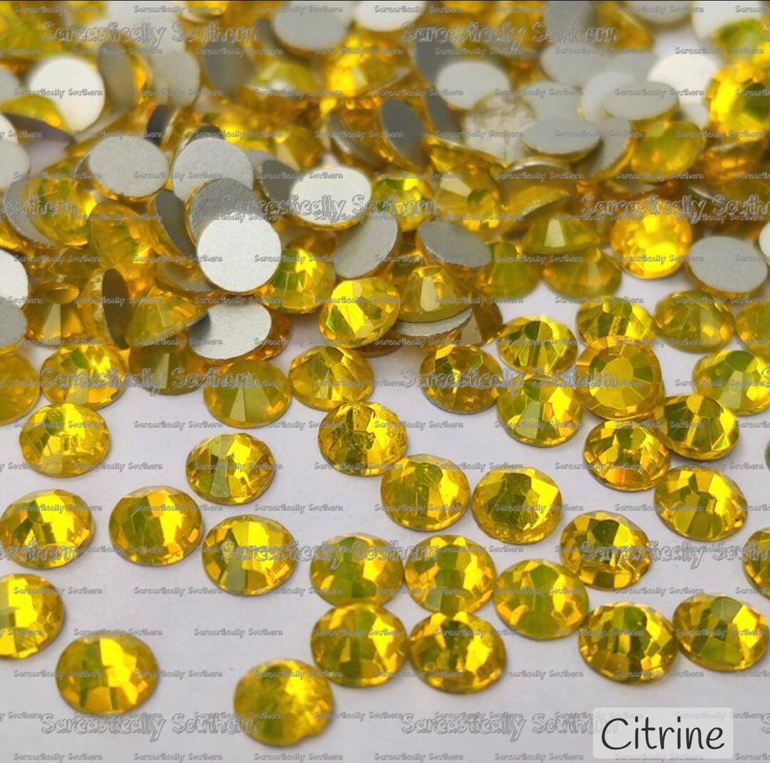 Rhinestones Citrine Multiple Sizes, High Quality, Flat Back, Non Hotfix ...