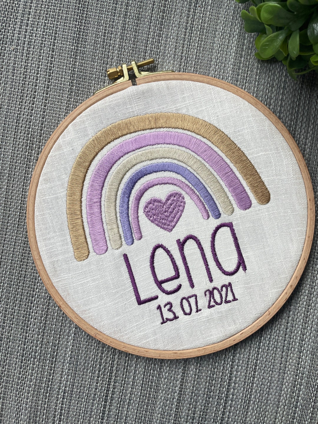 Name Tag Embroidery Frame Nursery Decoration Rainbow - Etsy