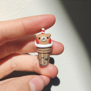 Cute Clay Boba Milk Bubble Tea Bear Charm Keychain Kawaii Aesthetic - Etsy