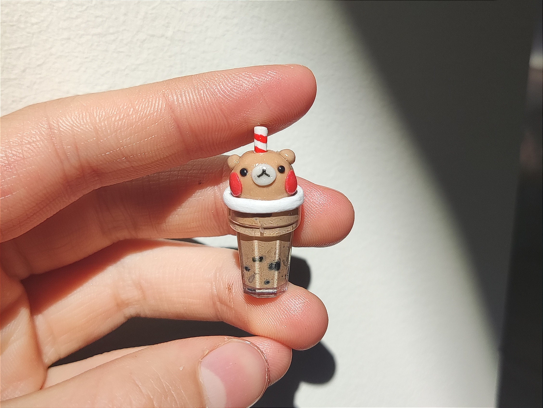 Cute Clay Boba Milk Bubble Tea Bear Charm Keychain Kawaii Aesthetic ...