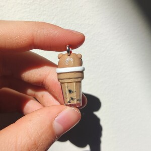 Cute Clay Boba Milk Bubble Tea Bear Charm Keychain Kawaii Aesthetic - Etsy