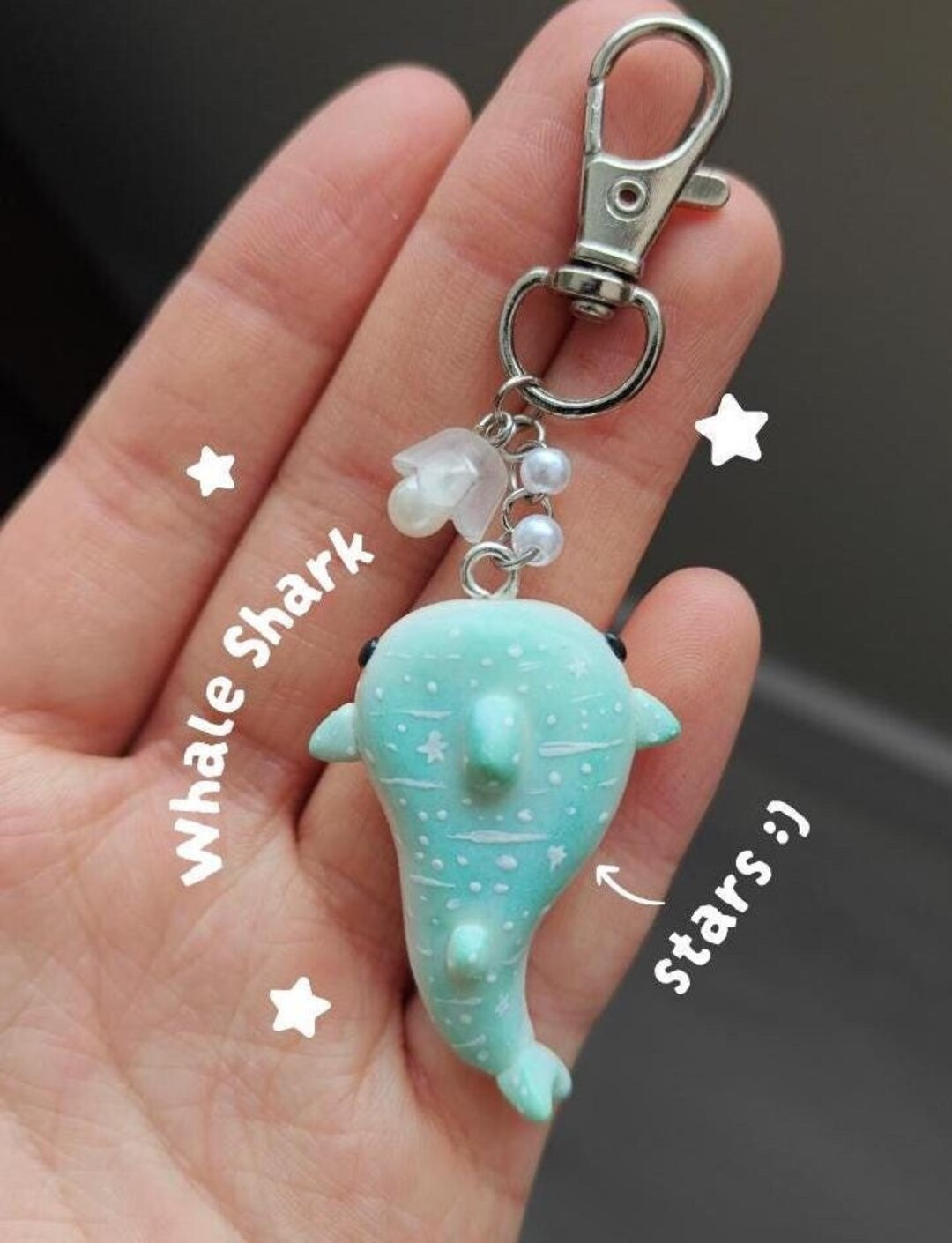 Whale Shark Polymer Clay Keychain With Bead Charms - Etsy
