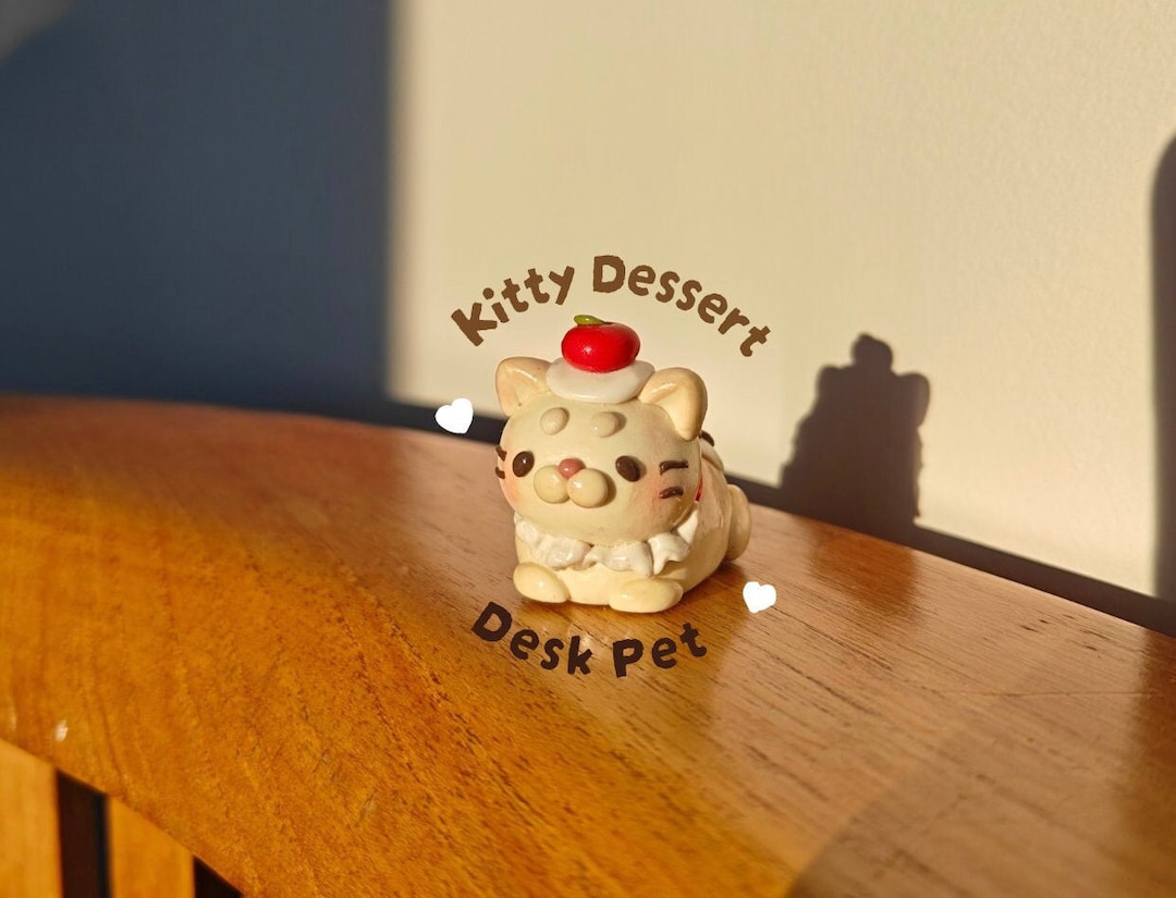 Cute Dessert Kitty Cat Polymer Clay Desk Friend - Etsy