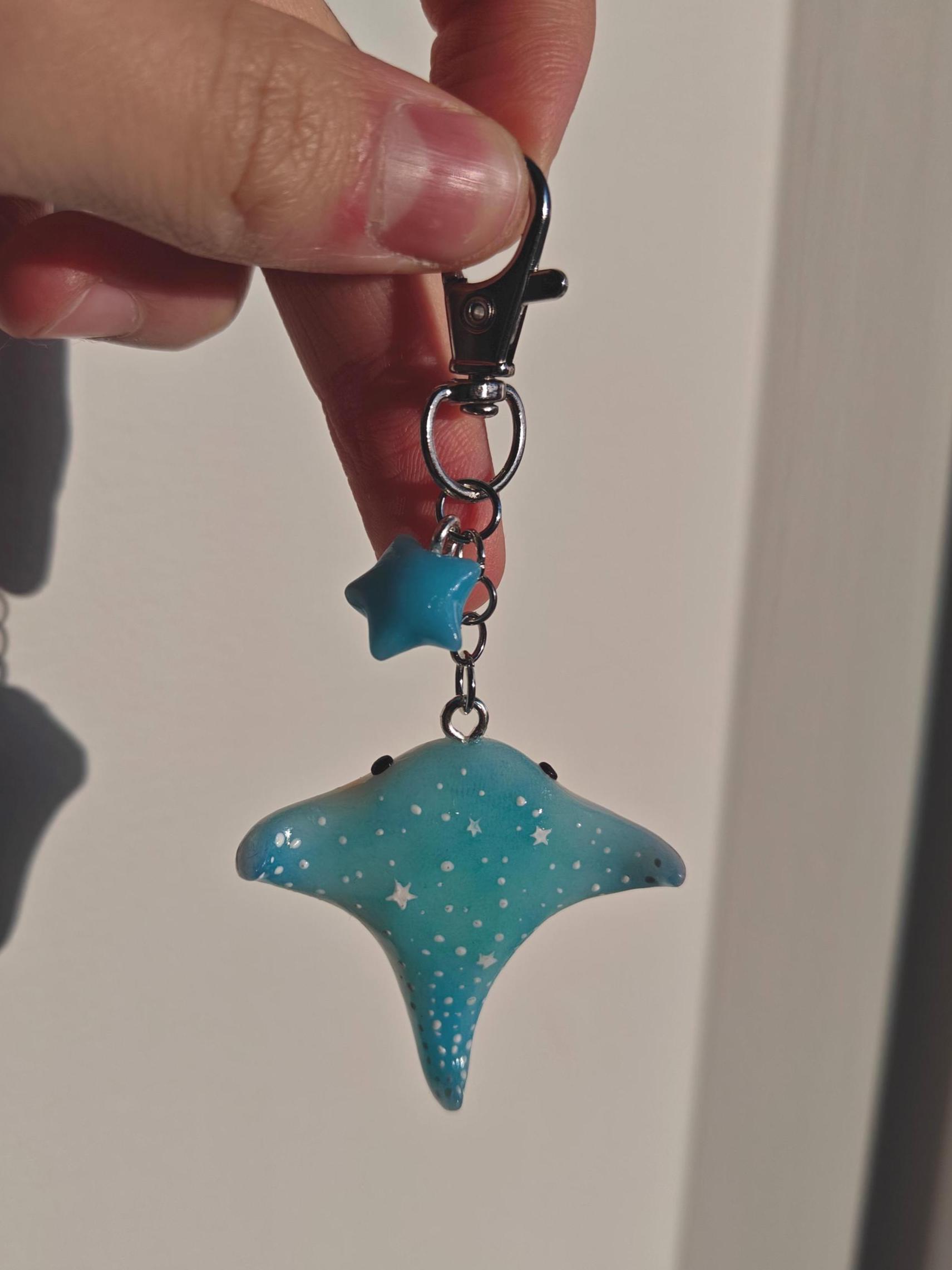 Polymer Clay Cute Manta Ray Star Translucent Keychain - Etsy