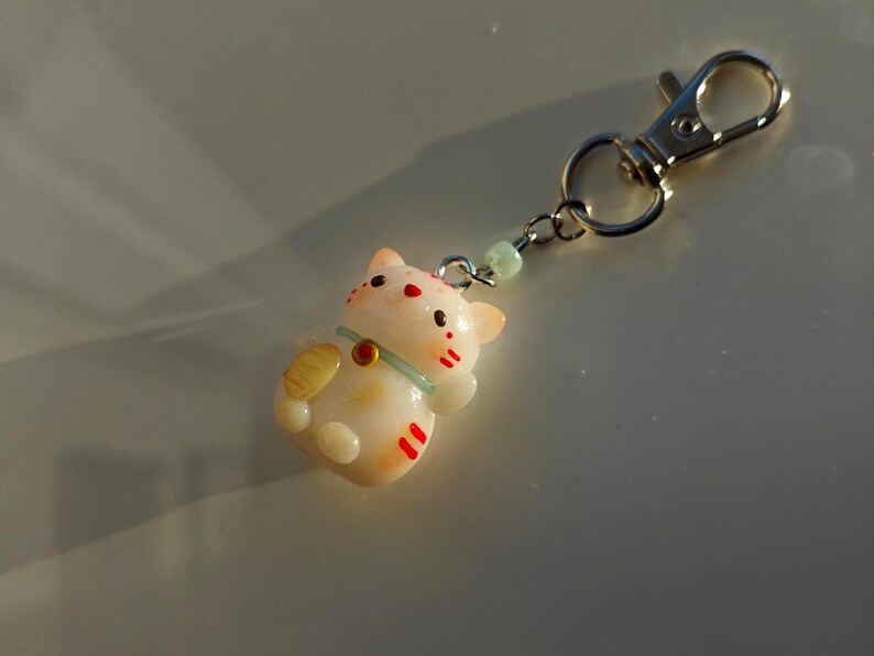 Polymer Clay Cute Lucky Cat Translucent Keychain - Etsy