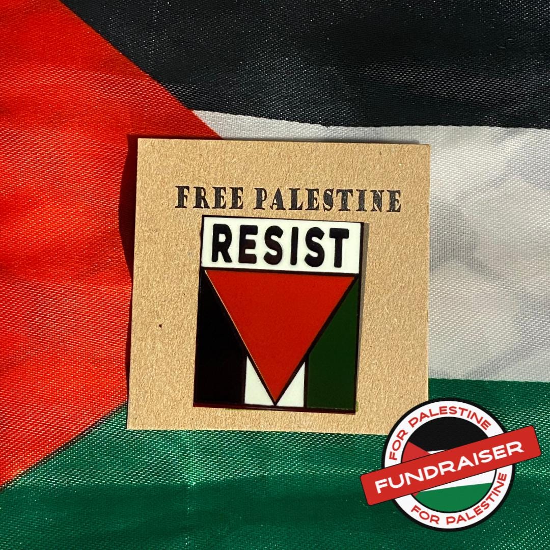Palestine Red Triangle Resist Flag Pin Badge Gaza Fundraiser Enamel ...