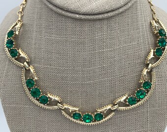 Vintage Green Rhinestone Necklace