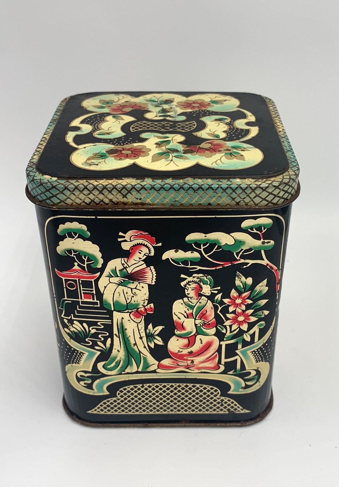 Vintage Geisha Themed Decorated Tea Tin - Etsy