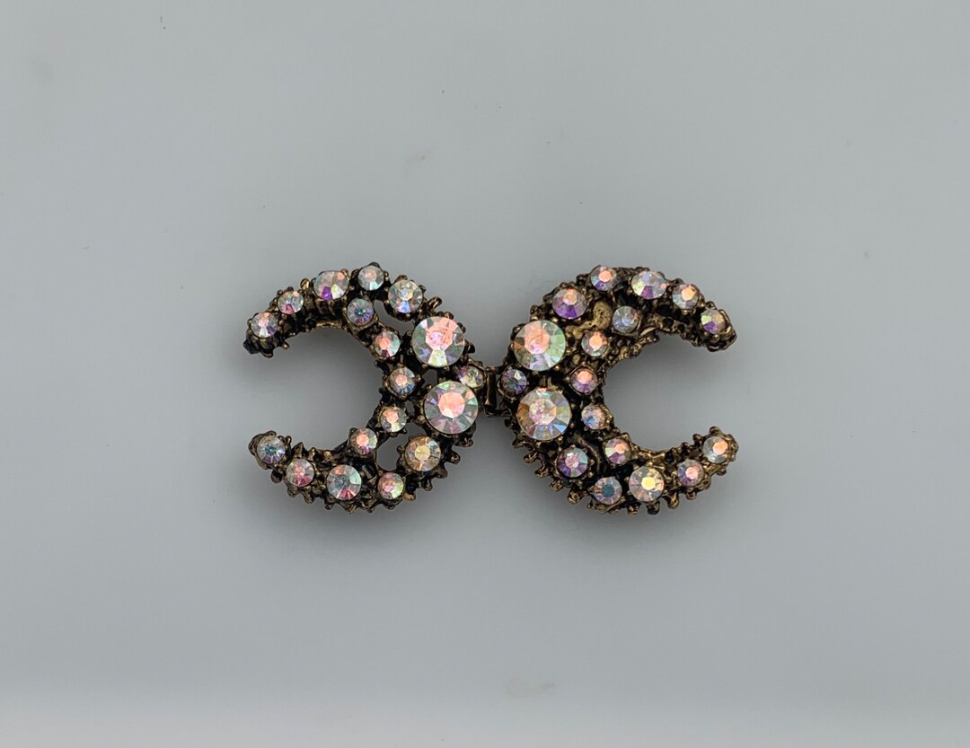 Vintage AB Rhinestone Crescent Moon Belt Buckle - Etsy