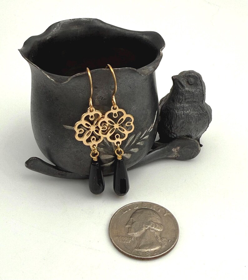 Handmade Upcycled Necklace Links and Carved Onyx Teardrop Earrings - Etsy